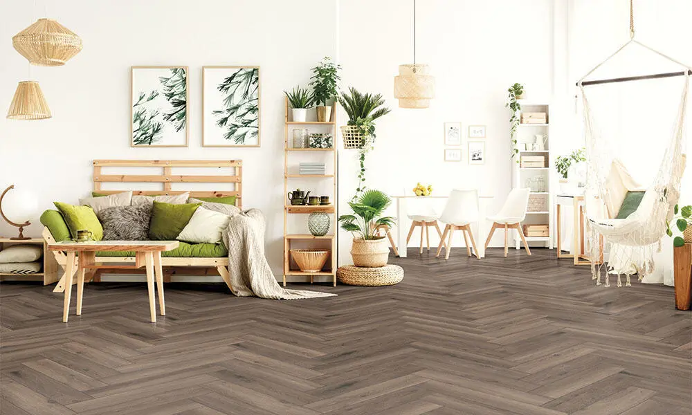 Buy KT Herringbone laminate floor, Oak Ferrara, Plank - Offer: €43.06,-